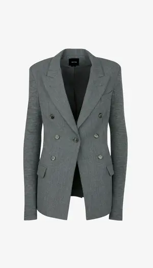 Smythe Double Breasted Blazer With Jersey Sleeves - Charcoal Grey