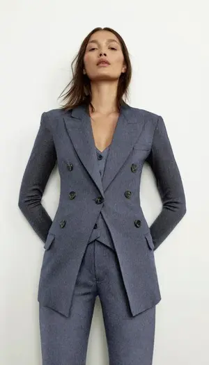 Smythe Double Breasted Blazer With Jersey Sleeves - Charcoal Grey