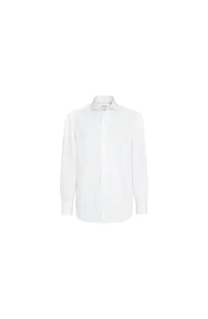 Brunello Cucinelli Twill Shirt With Spread Collar - White