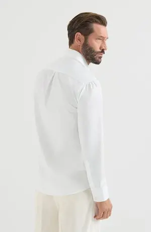 Brunello Cucinelli Twill Shirt With Spread Collar - White