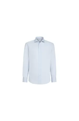 Brunello Cucinelli Twill Shirt With Spread Collar - Azure