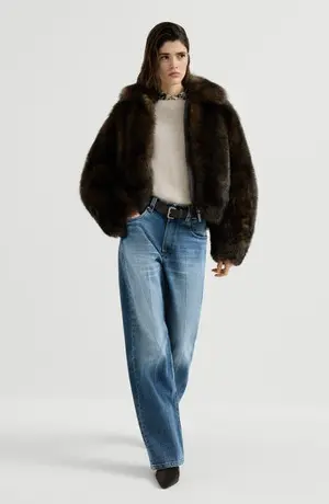 Brunello Cucinelli Loose Fit Cotton Trousers With Monili Detail