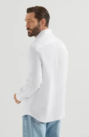 Brunello Cucinelli Linen Shirt With Spread Collar
