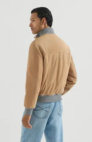 Brunello Cucinelli Suede Bomber Jacket With Thermore® Padding