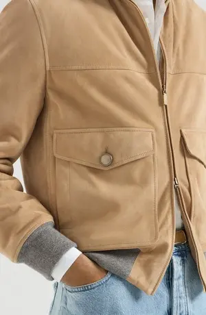 Brunello Cucinelli Suede Bomber Jacket With Thermore® Padding