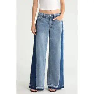 FADE OUT LOUD Maya Two-tone Ultra Wide-leg Jeans - Indigo