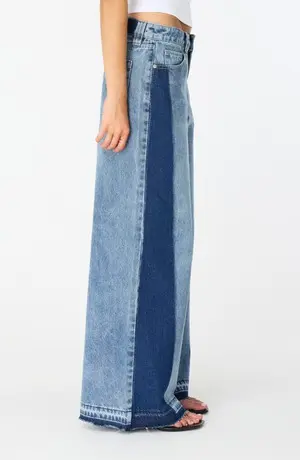 FADE OUT LOUD Maya Two-tone Ultra Wide-leg Jeans