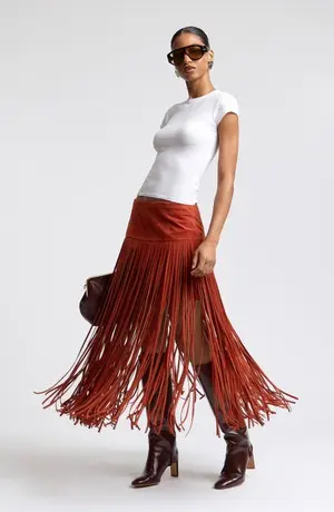 Avec Les Filles Fringe Maxi Skirt