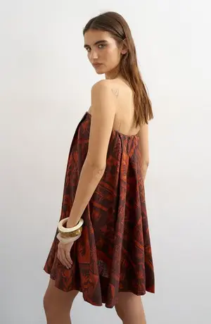 Topshop Linen Blend Trapeze Minidress