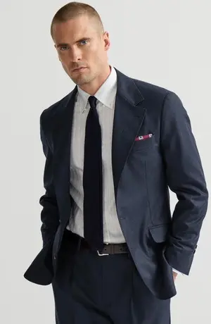 Brunello Cucinelli Virgin Wool Flannel Deconstructed Cavallo Blazer