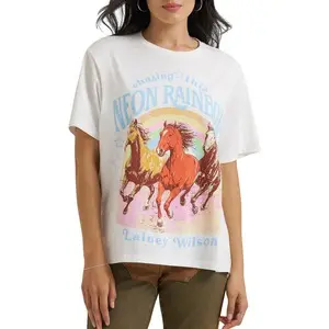 Wrangler Lainey Wilson Chasing This Neon Rainbow Graphic Tee - White