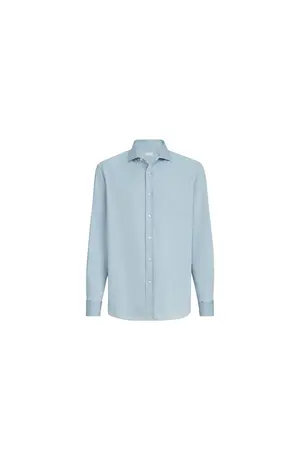 Brunello Cucinelli Lightweight Denim Shirt With Spread Collar - Light Denim