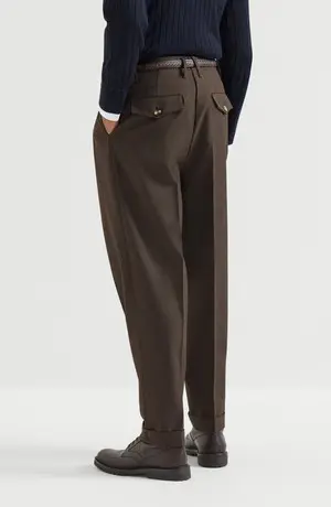 Brunello Cucinelli Virgin Wool Diagonal Trousers With Double Pleats