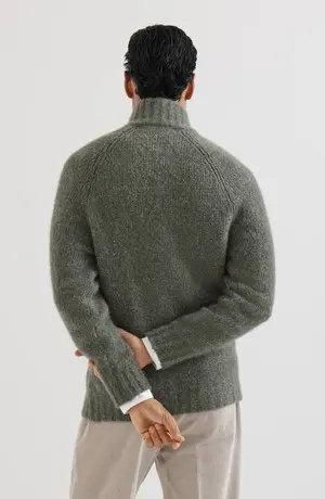 Brunello Cucinelli Cashmere And Silk High Collar Cardigan
