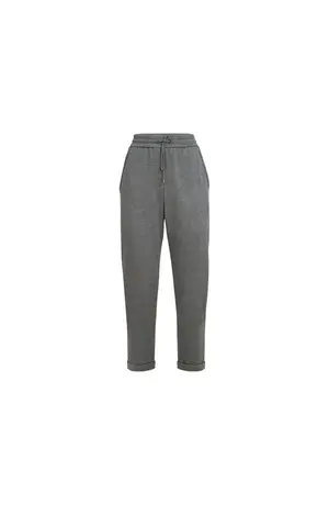 Brunello Cucinelli Cotton And Silk Blend Trousers With Shiny Pocket Detail