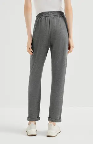 Brunello Cucinelli Cotton And Silk Blend Trousers With Shiny Pocket Detail