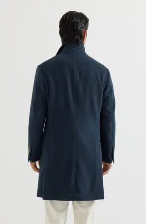Brunello Cucinelli Lightweight Water-resistant Cashmere Coat With Double Vents - Avio Blue