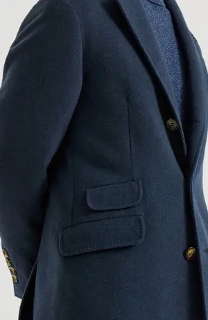 Brunello Cucinelli Lightweight Water-resistant Cashmere Coat With Double Vents - Avio Blue