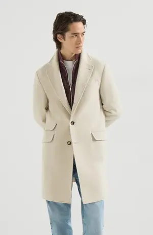 Brunello Cucinelli Lightweight Water-resistant Cashmere Coat With Double Vents - Sand