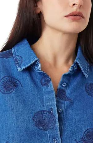 Habitual Seashell Embroidered Cropped Shirt