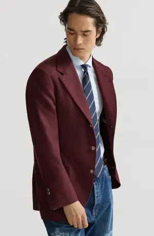 Brunello Cucinelli Cashmere Panama Deconstructed Blazer With Patch Pockets And Metal Buttons
