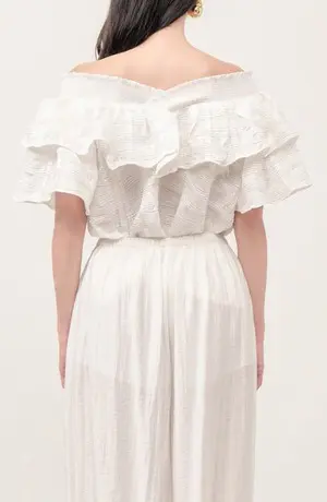 MAUDE CLUB Aurora Ruffle Off The Shoulder Top