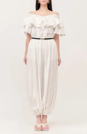 MAUDE CLUB Aurora Ruffle Off The Shoulder Top