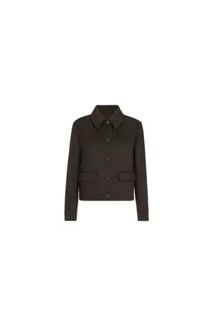 Brunello Cucinelli Hand-crafted Cashmere Beaver Double Cloth Jacket With Monili - Pine Cone Brown