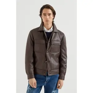 Brunello Cucinelli Nappa Leather Outerwear Jacket With Thermore® Padding