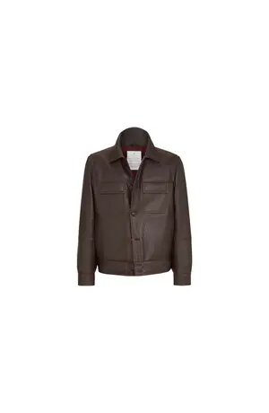 Brunello Cucinelli Nappa Leather Outerwear Jacket With Thermore® Padding