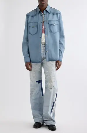 Acne Studios Trompe L'oeil Tape Loose Fit Wide Leg Jeans