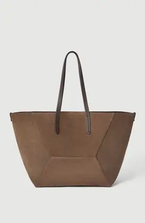 Brunello Cucinelli Bc Duo Suede Bag With Monili - Brown