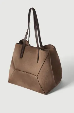 Brunello Cucinelli Bc Duo Suede Bag With Monili - Brown