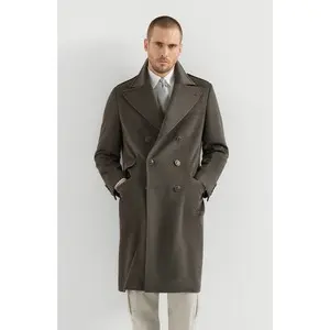 Brunello Cucinelli Lightweight Virgin Wool Cloth One-and-a Half Breasted Coat With Peak Lapels