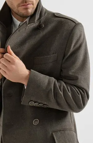 Brunello Cucinelli Lightweight Virgin Wool Cloth One-and-a Half Breasted Coat With Peak Lapels