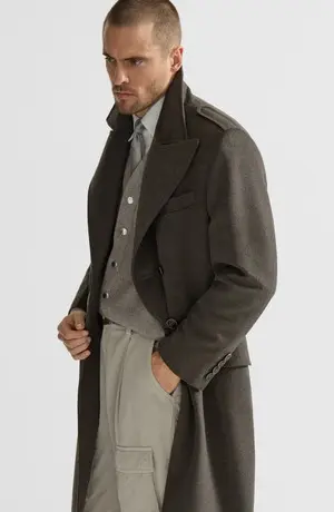 Brunello Cucinelli Lightweight Virgin Wool Cloth One-and-a Half Breasted Coat With Peak Lapels