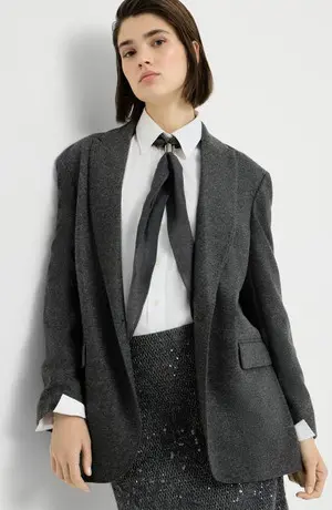 Brunello Cucinelli Cashmere Jersey Blazer With Monili