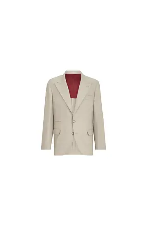 Brunello Cucinelli Mouliné Virgin Wool Twill Deconstructed Blazer With Large Peak Lapels