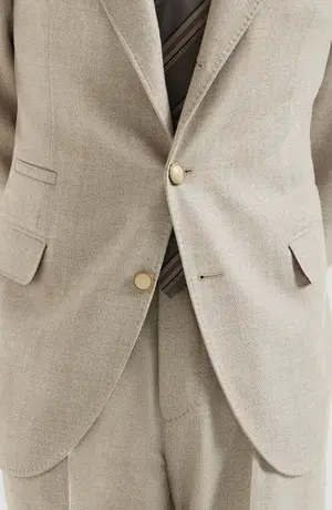 Brunello Cucinelli Mouliné Virgin Wool Twill Deconstructed Blazer With Large Peak Lapels