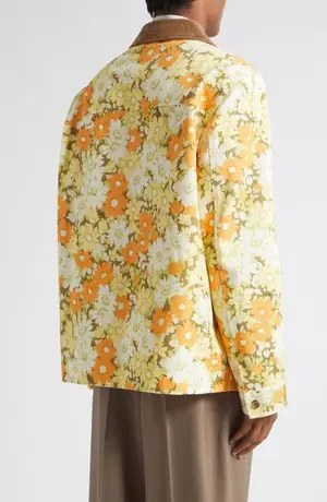 Valentino Garavani Papier Floral Print Cotton Twill Shirt Jacket