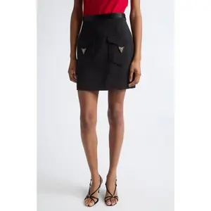 Versace Stretch Virgin Wool Mini Skirt With Medusa Filigree Embellishments - Black