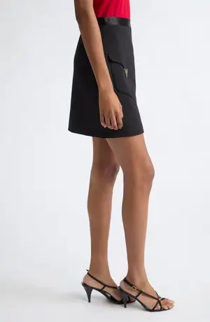 Versace Stretch Virgin Wool Mini Skirt With Medusa Filigree Embellishments