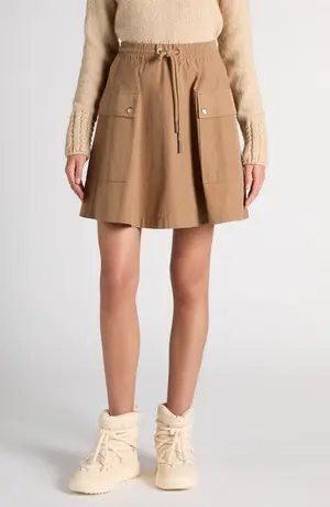 Moncler Cotton Blend A-line Mini Skirt - Brown