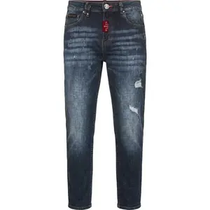 Philipp Plein Tapered Fit Jeans With Distressed Details - Blue Storm