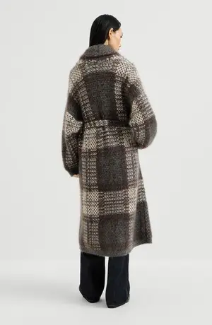Brunello Cucinelli Tartan Double Knit Mohair Coat - Anthracite