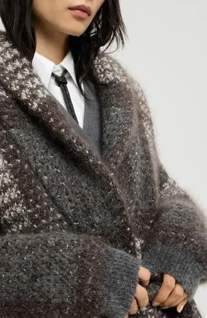 Brunello Cucinelli Tartan Double Knit Mohair Coat - Anthracite