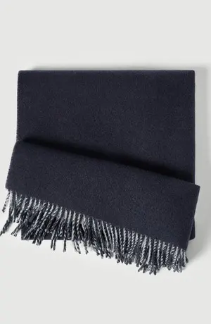 Brunello Cucinelli Wool And Cashmere Knit Scarf - Navy Blue