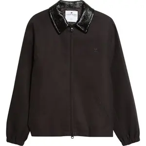 COURREGES Vinyl Collar Cotton Canvas Bomber Jacket - Black
