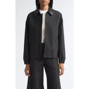 COURREGES Vinyl Collar Cotton Canvas Bomber Jacket - Black