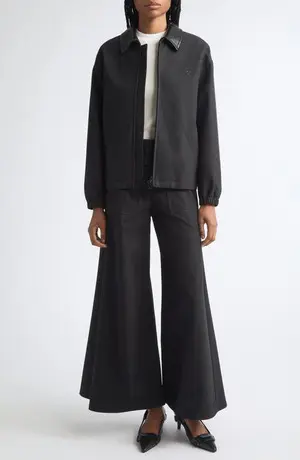 COURREGES Vinyl Collar Cotton Canvas Bomber Jacket